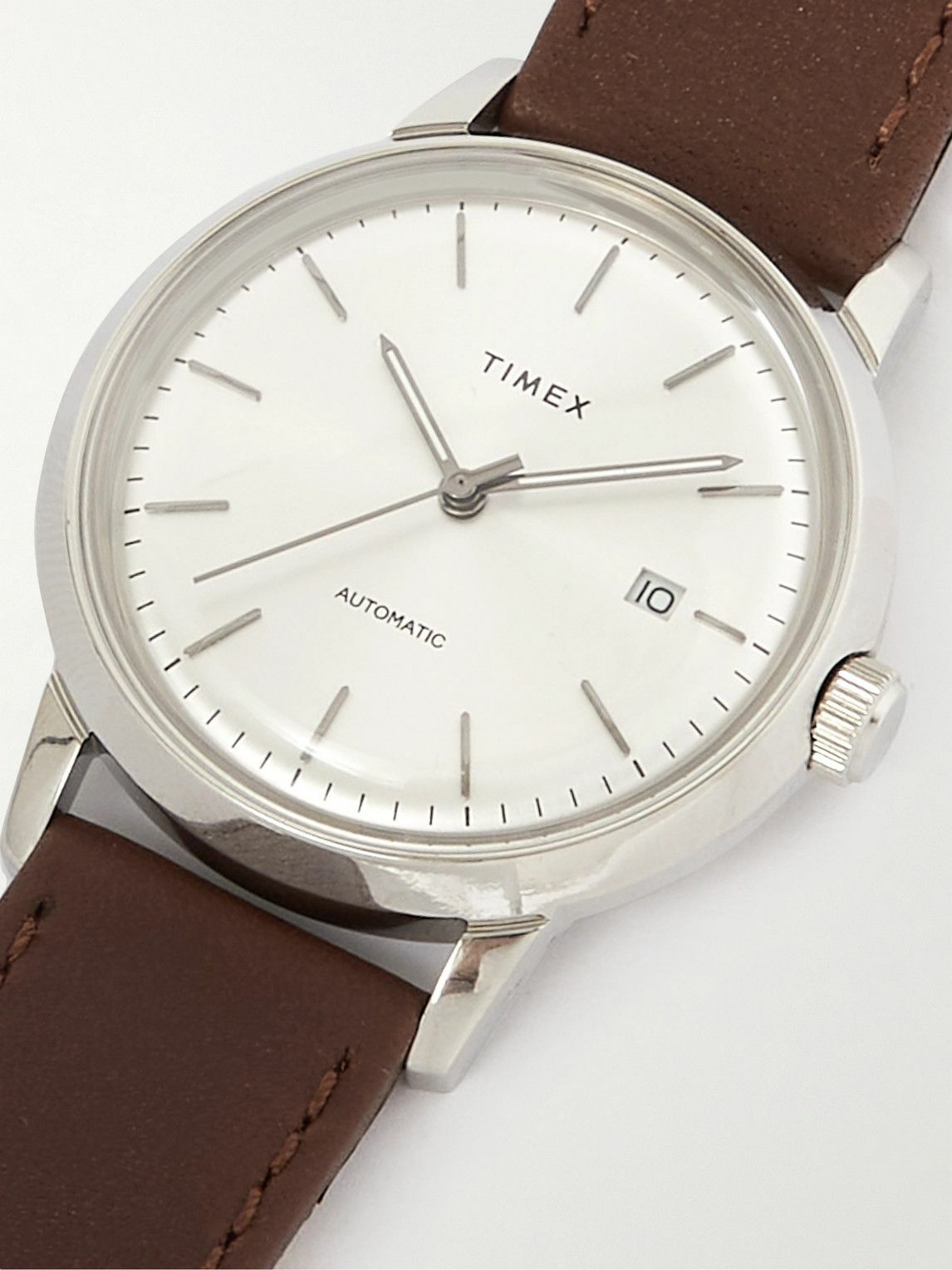 Timex - Marlin Automatic 40mm Stainless Steel and Leather Watch Timex