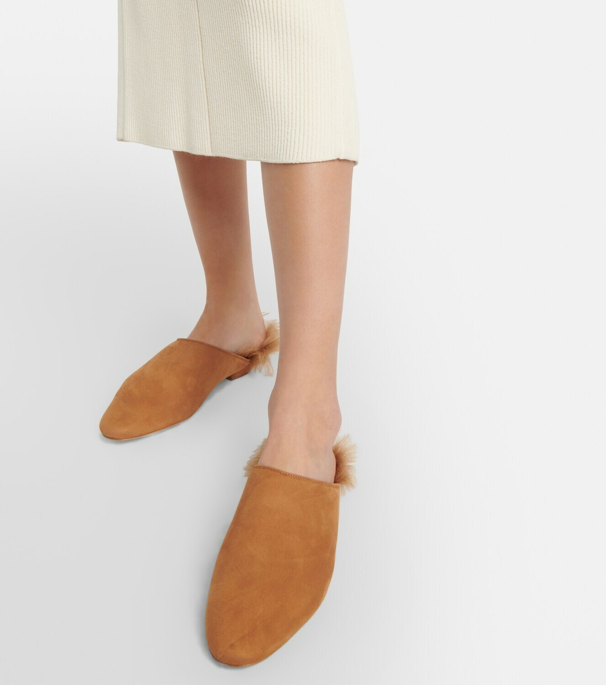 Khaite Otto shearling-trimmed suede mules Khaite