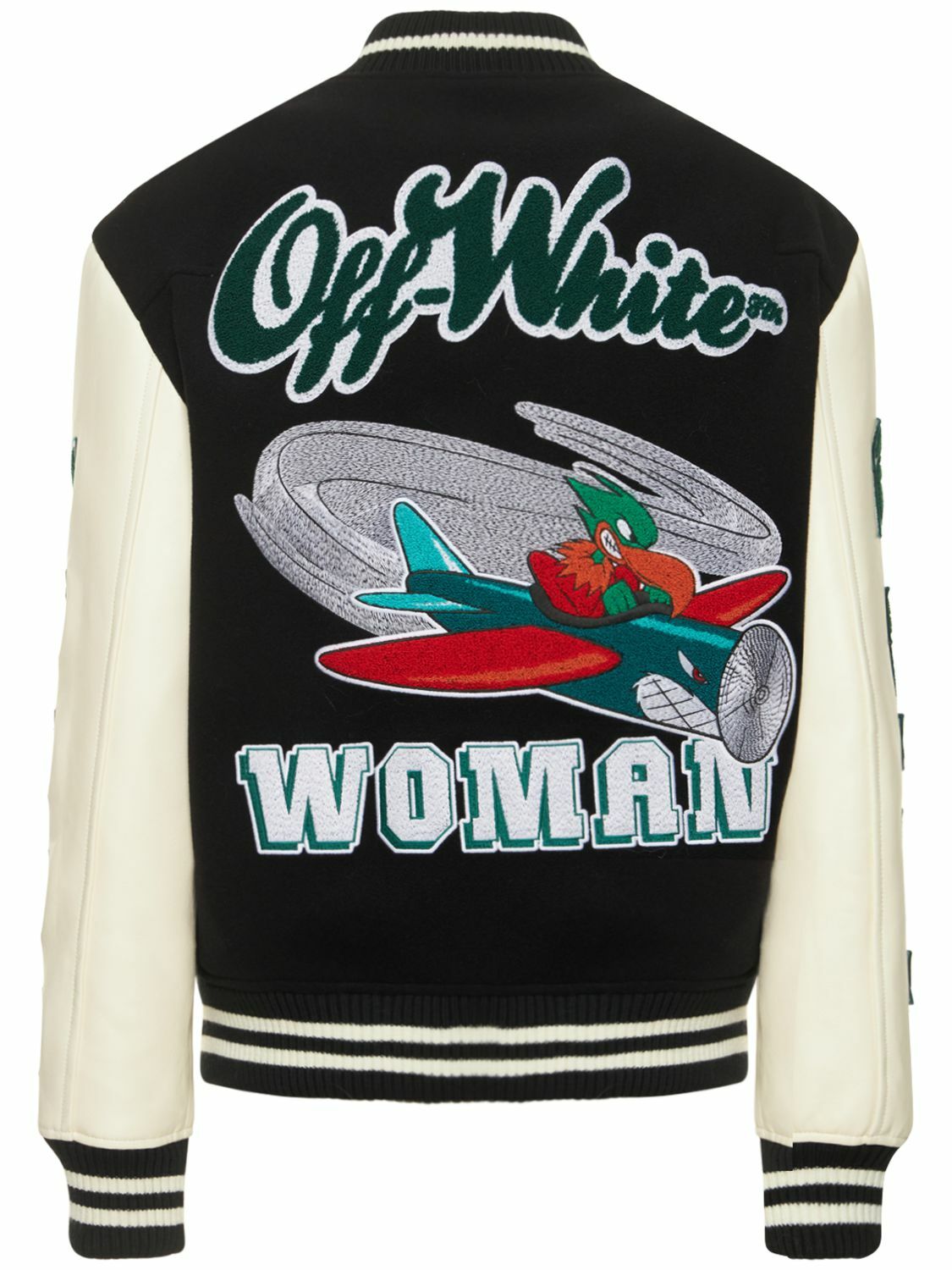 OFF-WHITE - Embroidered Patches Varsity Jacket Off-White