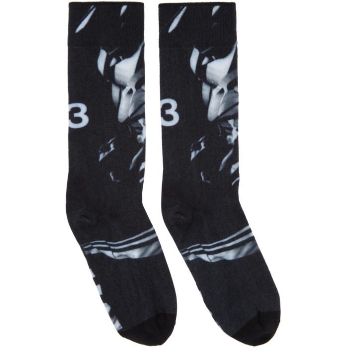 Y-3 Black Graphic Logo Socks Y-3