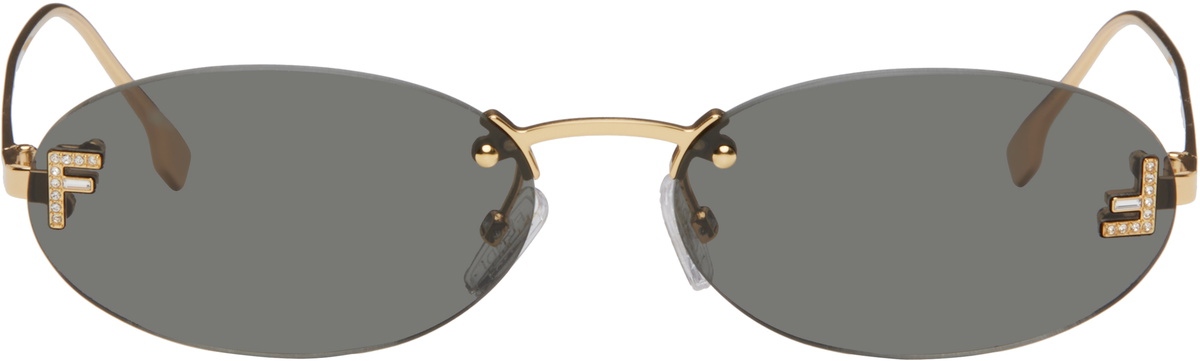 Fendi Gold 'Fendi First' Crystal Sunglasses Fendi