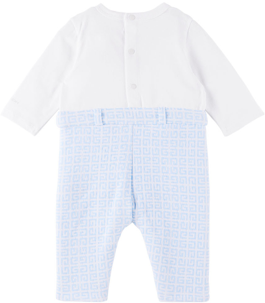 Givenchy Baby White & Blue 4G Jumpsuit Givenchy