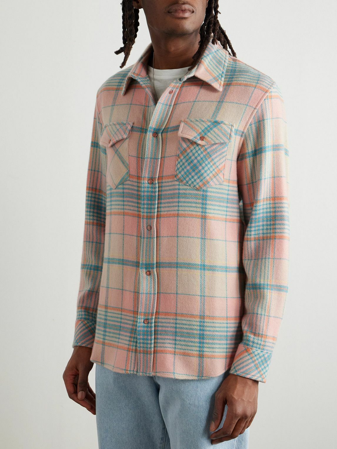 God's True Cashmere - Checked Cashmere Shirt - Pink God's True Cashmere