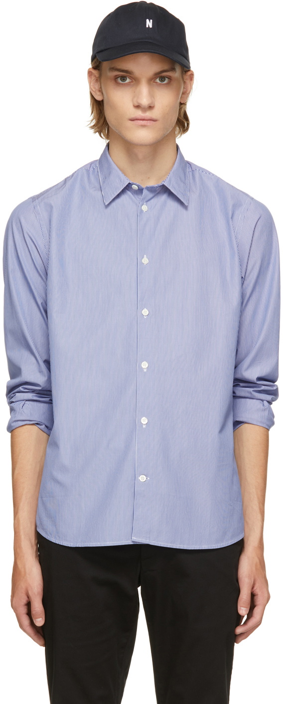 Norse Projects Blue & White Stripe Hans Classic Shirt Norse Projects