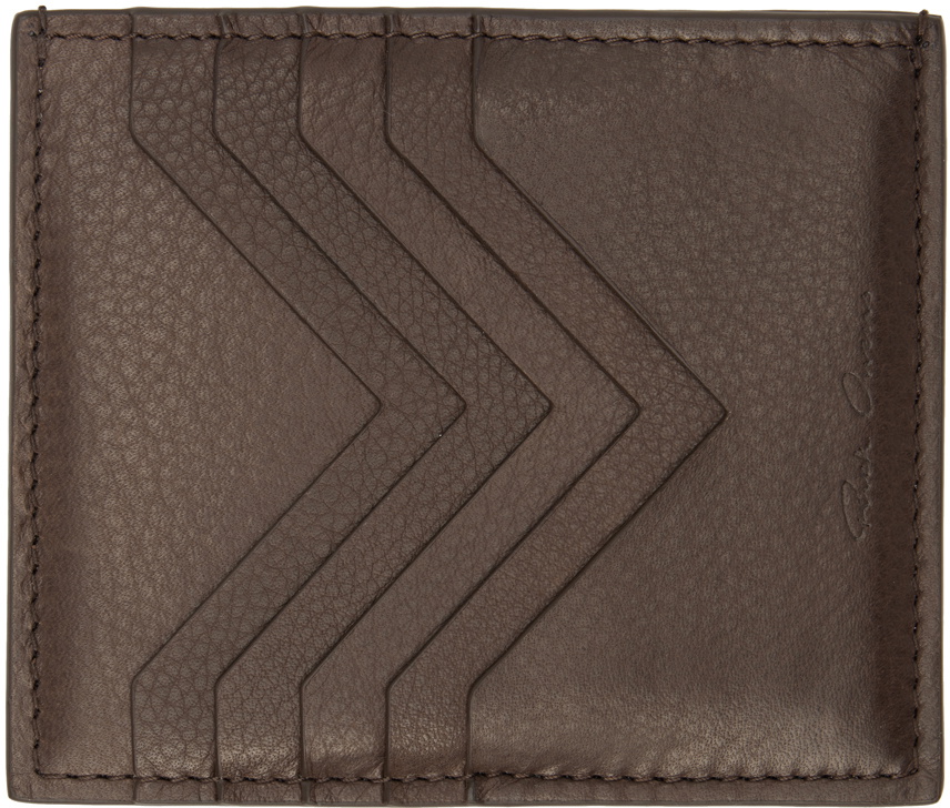 Rick Owens Brown Square Card Holder Rick Owens