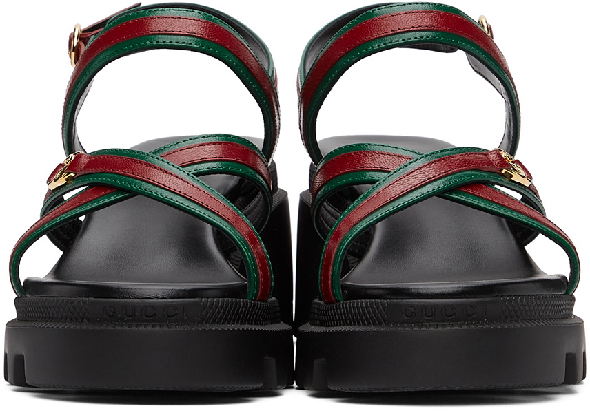 Gucci Green & Red Lug Sole Heeled Sandals Gucci