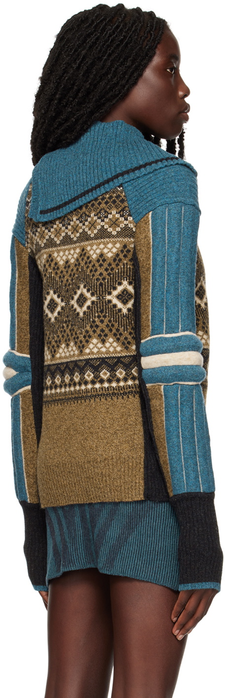 Paolina Russo Brown & Blue Armour Cardigan Paolina Russo