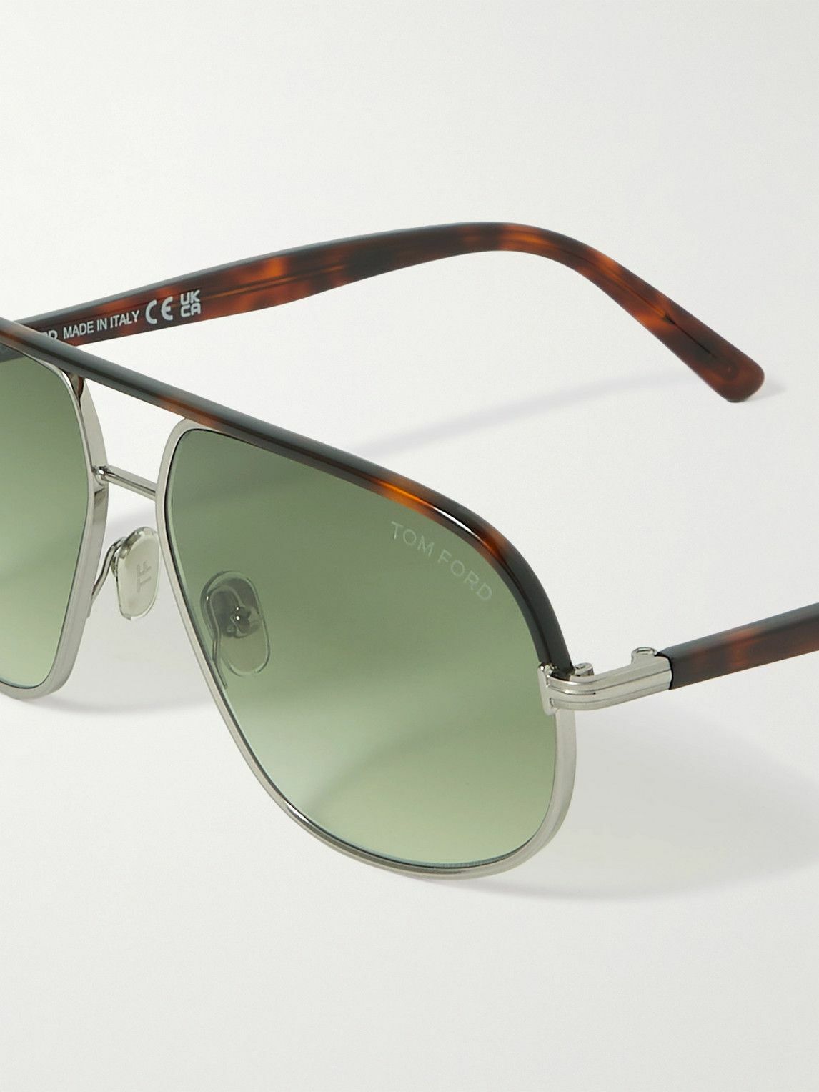 TOM FORD - Aviator-Style Silver-Tone and Tortoiseshell Acetate ...