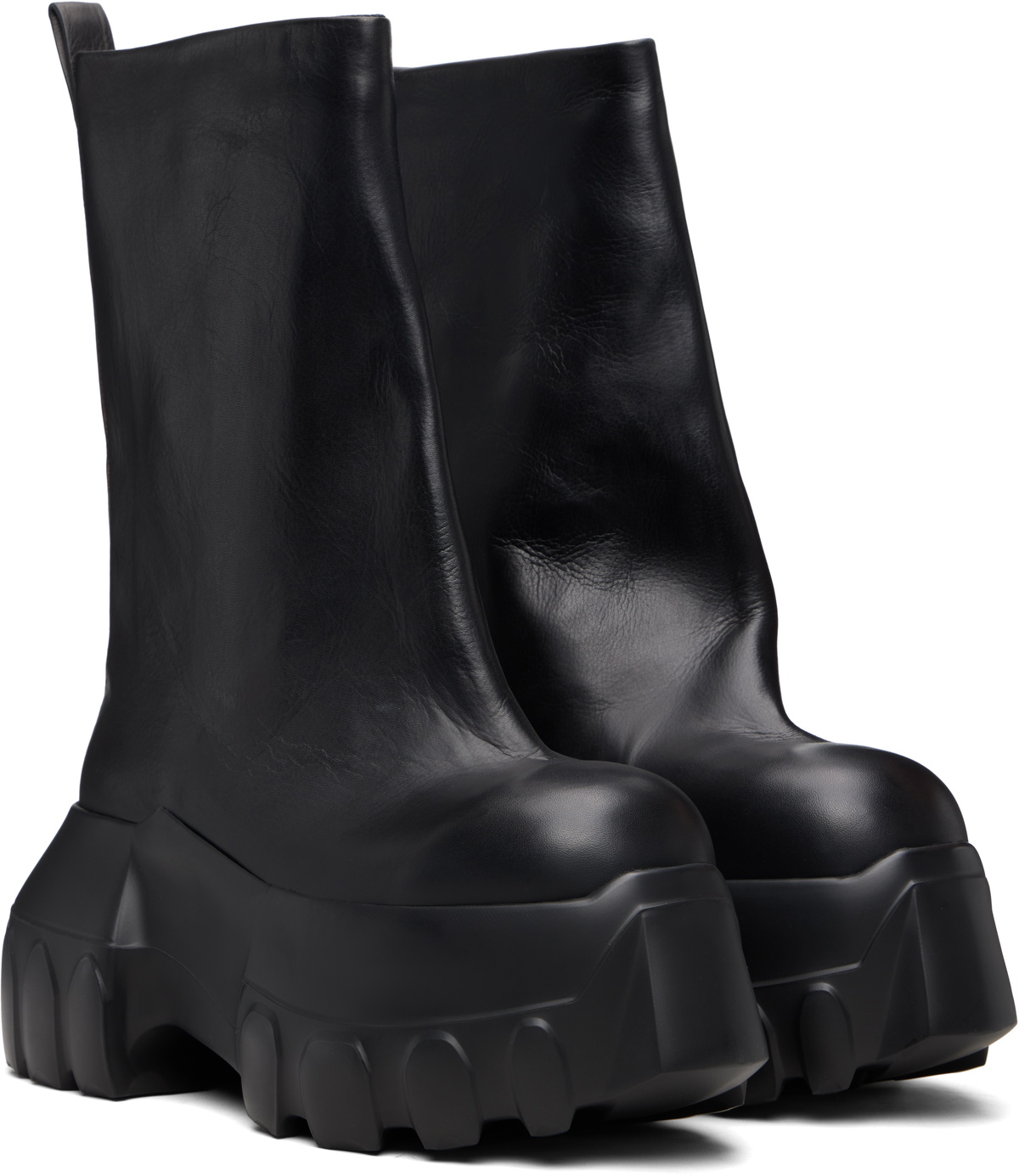 Rick Owens Black Temple Flared Mega Tractor Boots Rick Owens