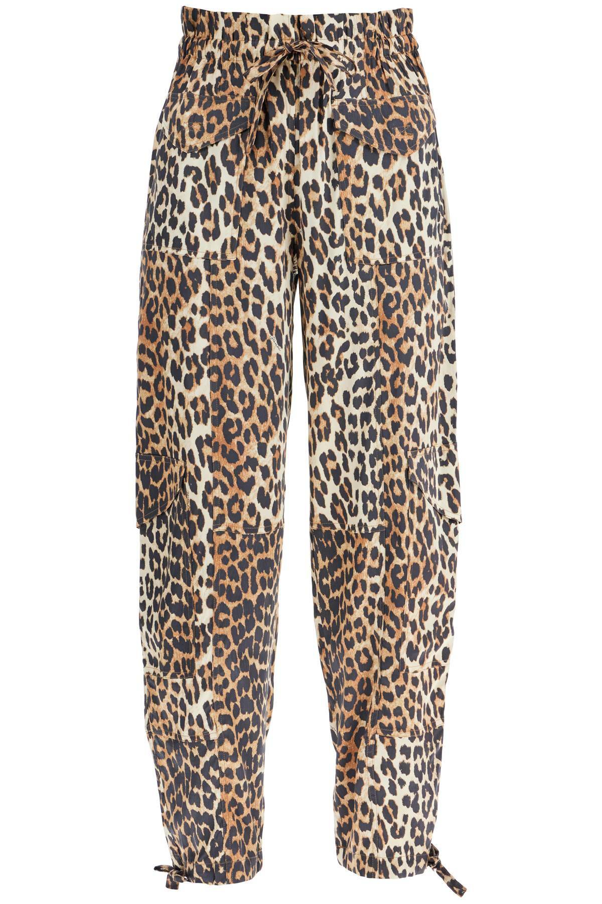 GANNI leopard print satin cargo pants Brown GANNI