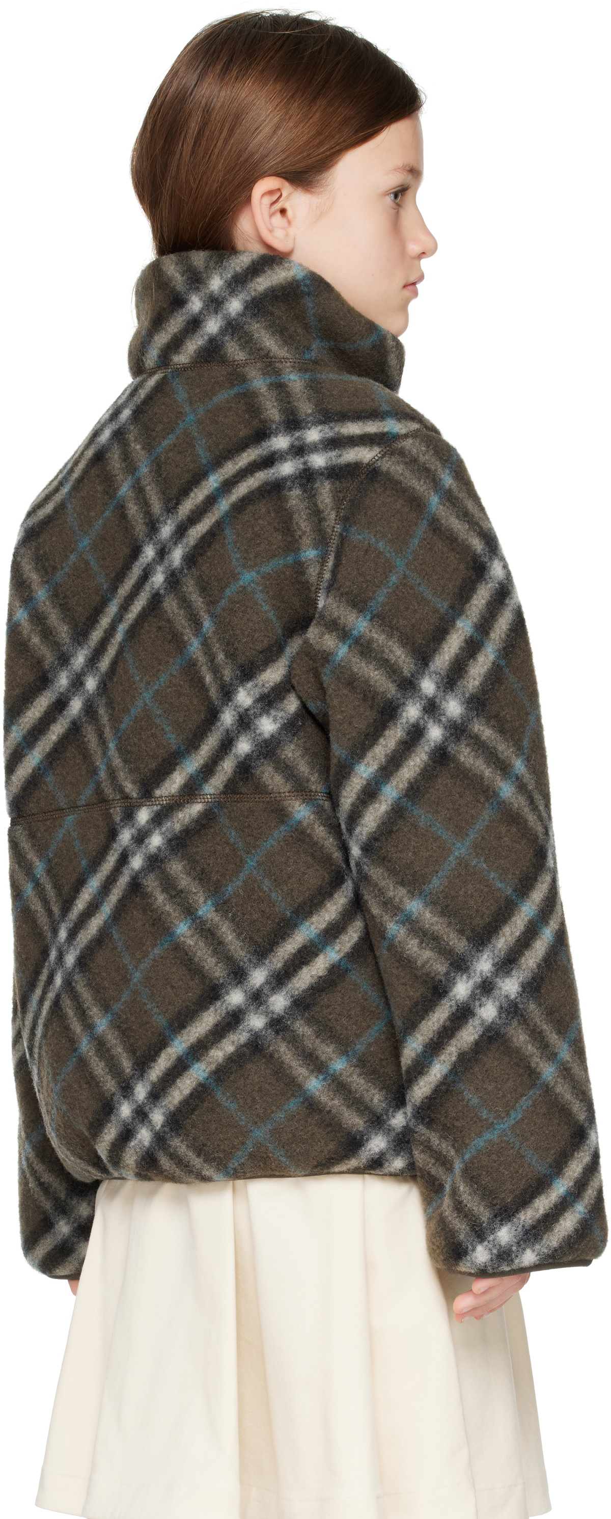 Burberry Kids Brown Check Fleece Jacket Burberry