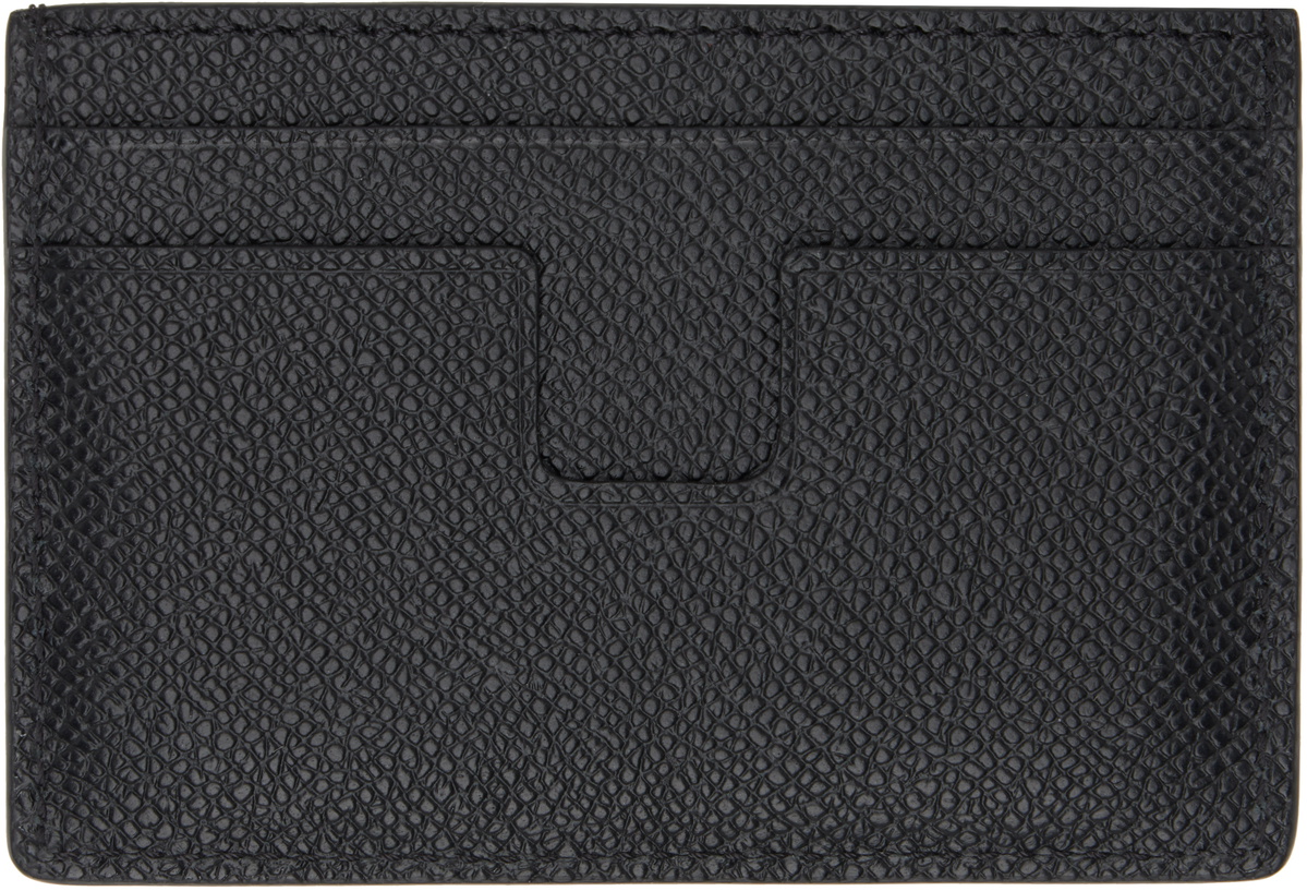 TOM FORD Black Small Grain Leather Classic Card Holder TOM FORD