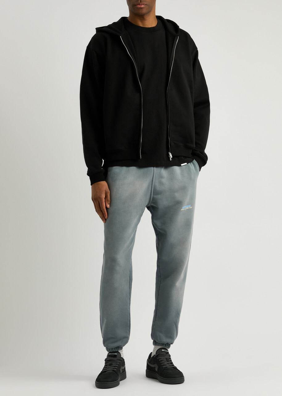 Represent Initial Hooded Cotton Sweatshirt Black Represent