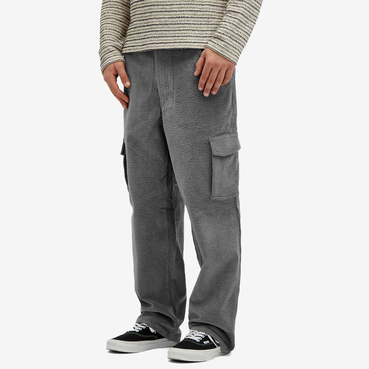 Dime Men's Relaxed Cord Cargo Pants in Grey Dime