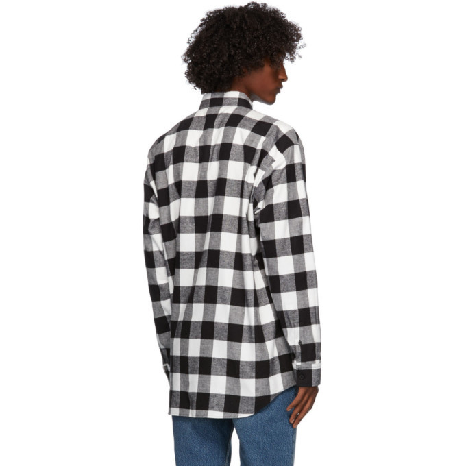 Balenciaga Black and White Flannel Tab Logo Shirt Balenciaga