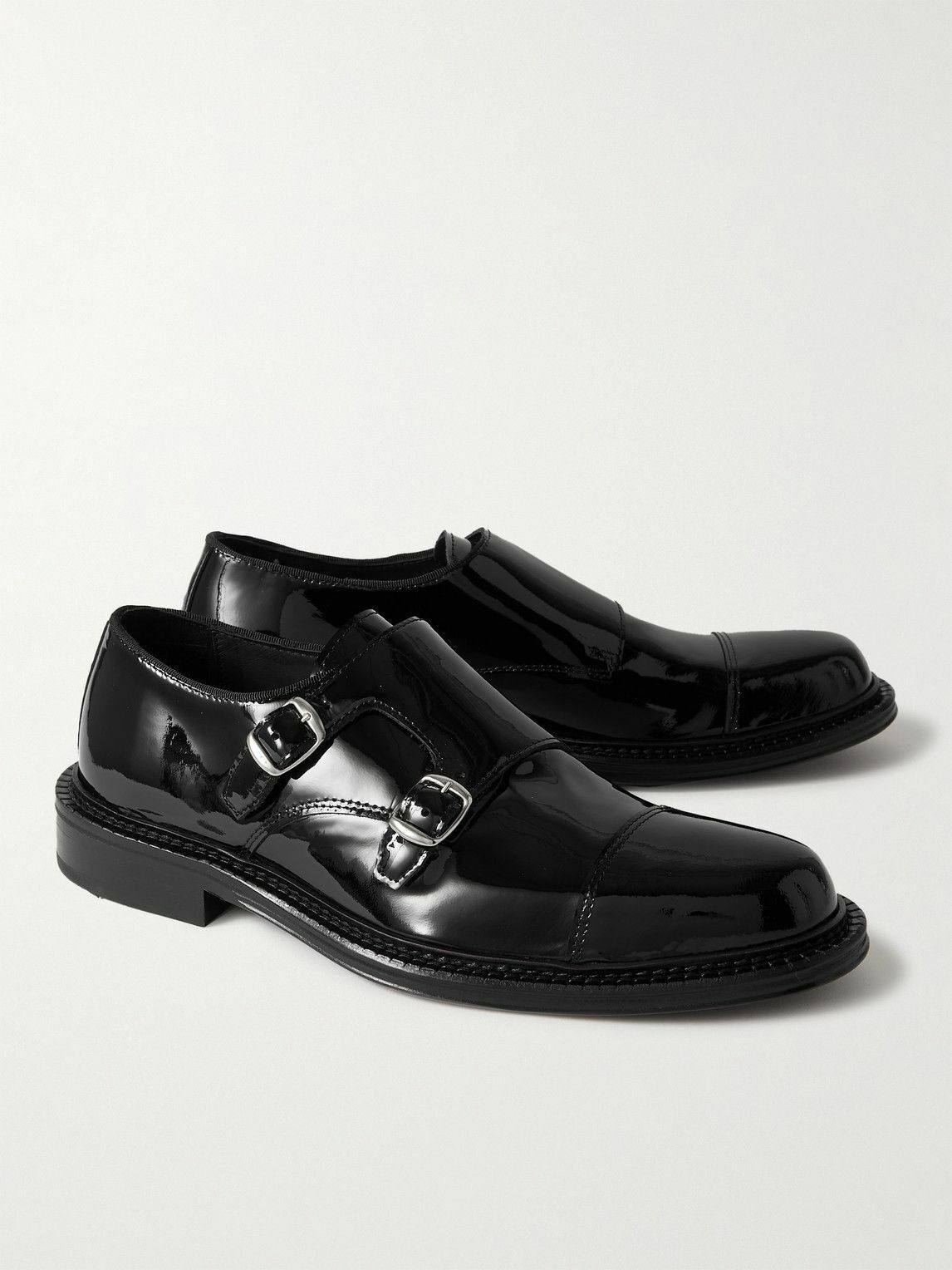Mr P. - Patent-Leather Monk-Strap Shoes - Black Mr P.