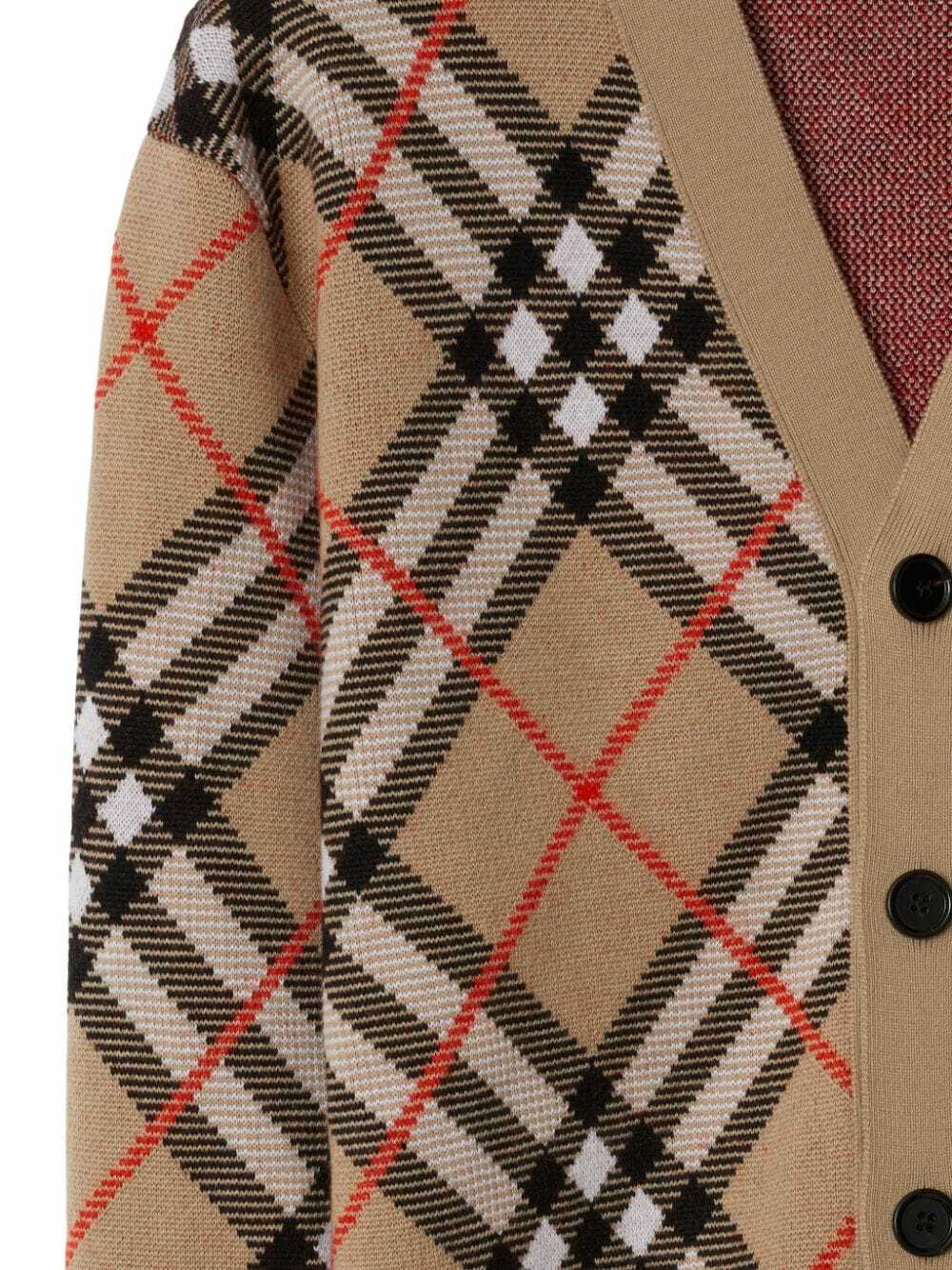 BURBERRY - Check Wool Cardigan Burberry