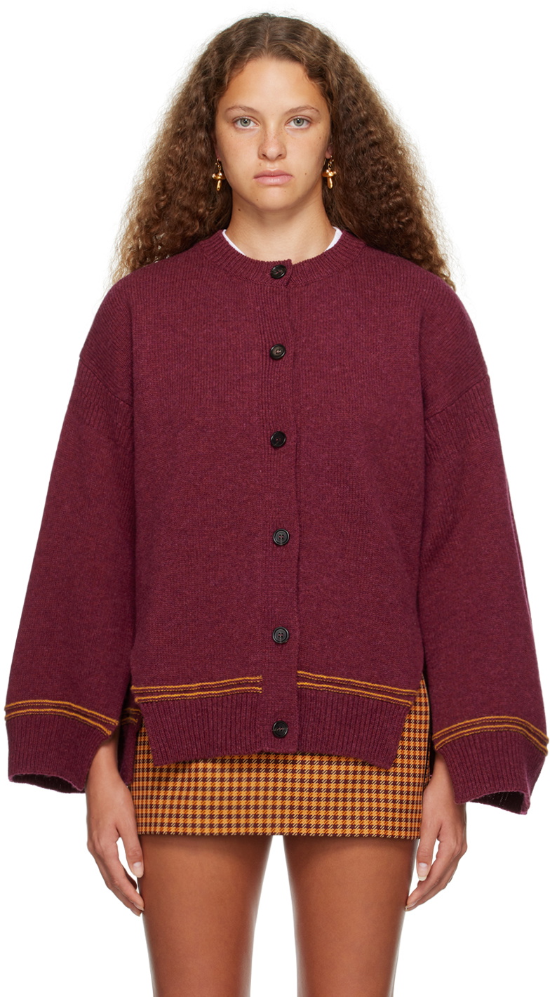 Marni Burgundy Intarsia Cardigan Marni