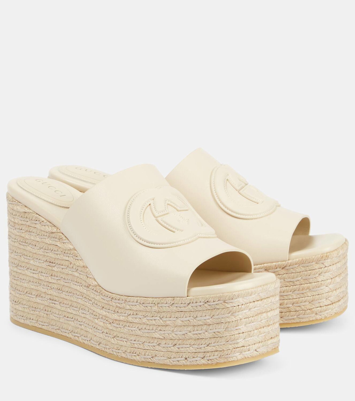 Gucci GG leather espadrille wedges Gucci