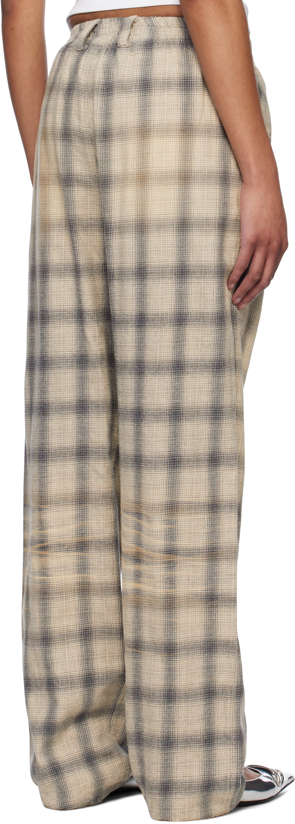 We11done Gray Washed Checkered Trousers We11done
