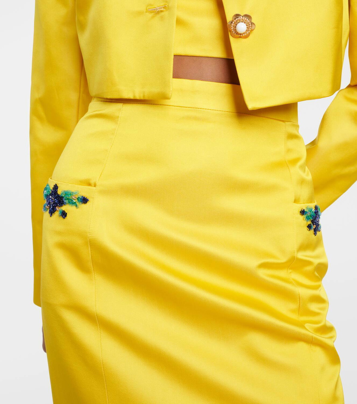 Miss Sohee Iris embellished velvet midi skirt Miss Sohee