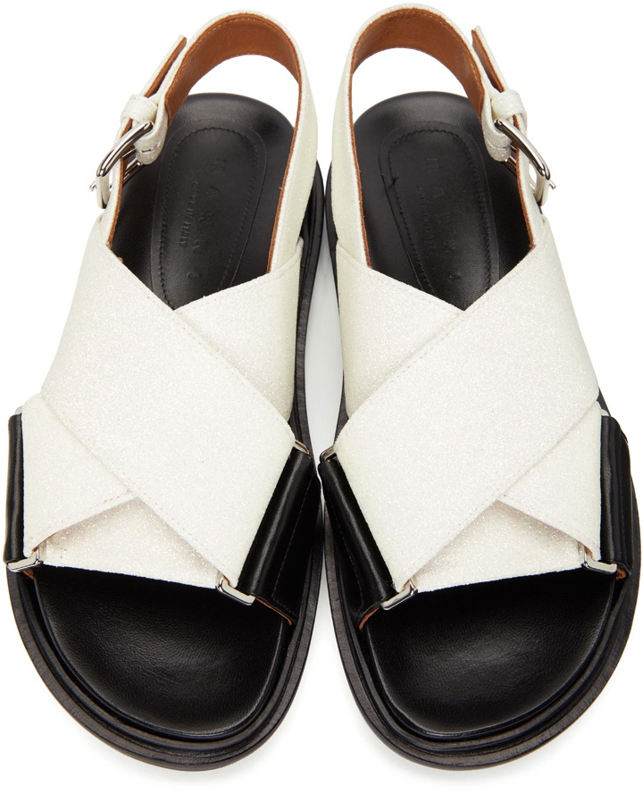 Marni Black & White Sparkly Fussbett Sandals Marni