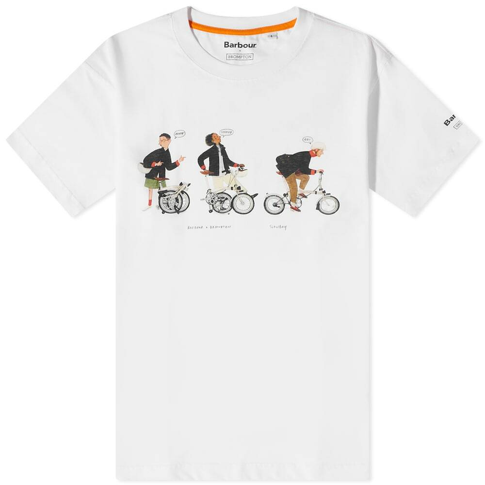 Barbour x Brompton Slowboy Steady T-Shirt in White Barbour