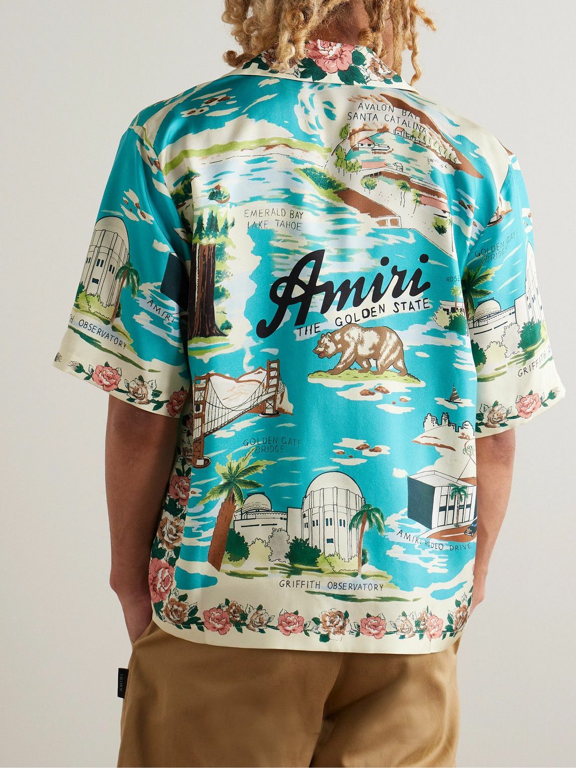 AMIRI - Convertible-Collar Printed Silk-Twill Shirt - Blue Amiri