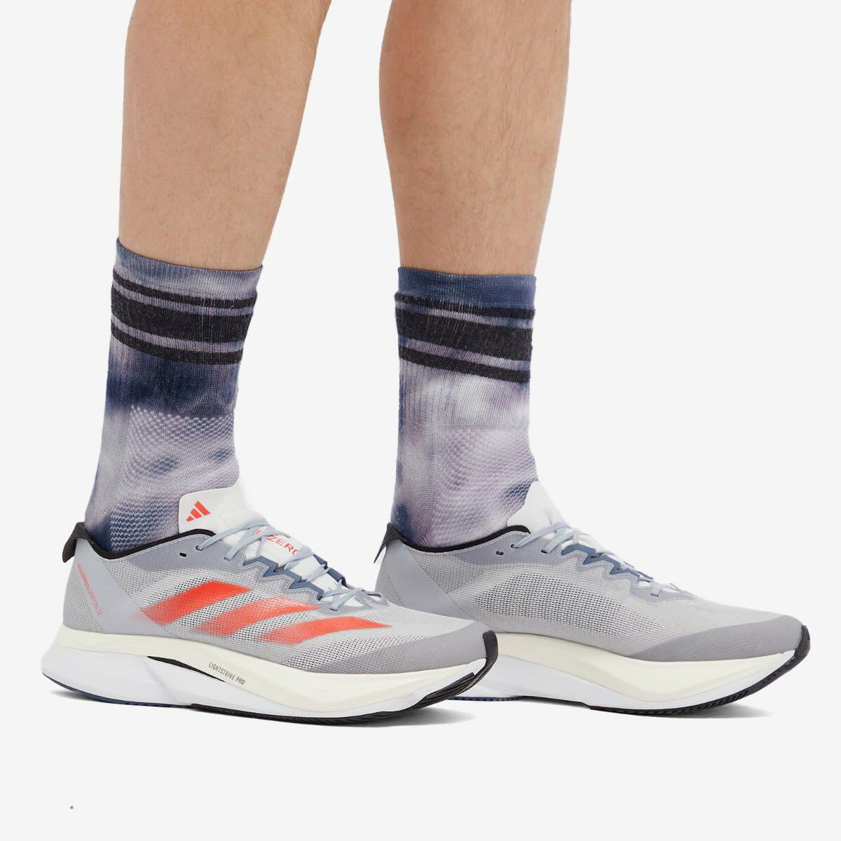 Adidas Men's Adizero Boston 12 M in Halo Silver/Solar Red/Dash Grey adidas