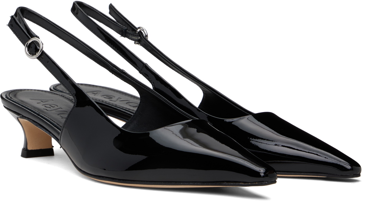Aeyde Black Catrina Leather Slingback Heels Aeyde
