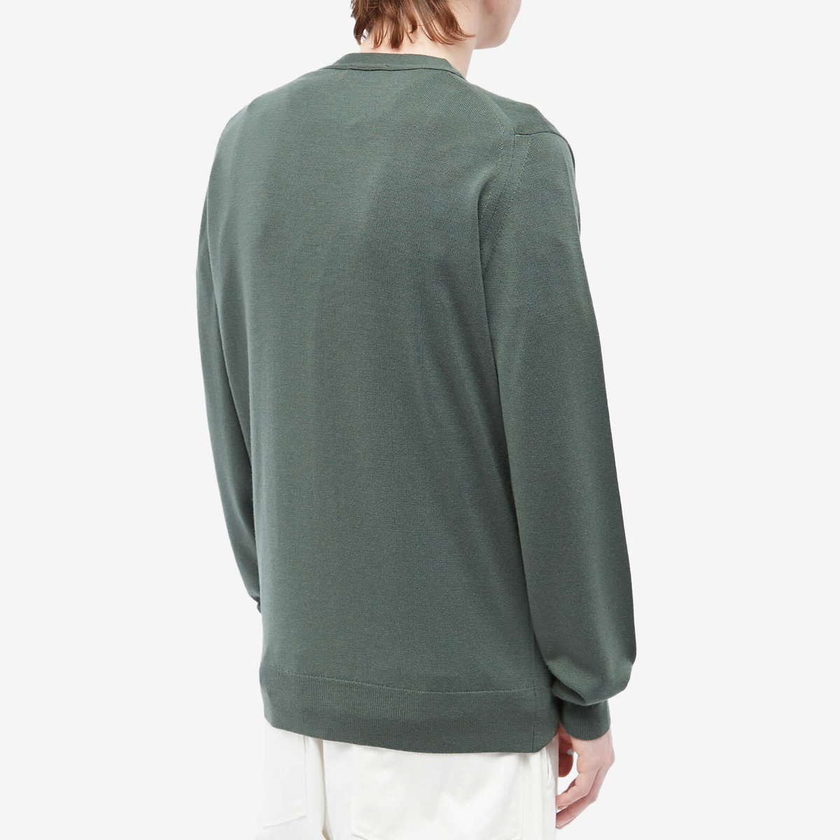 John Smedley Men's Burley Merino Cardigan in Highland Green John Smedley