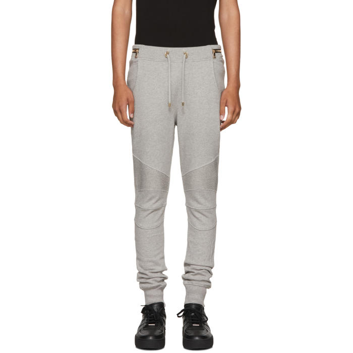 Balmain Grey Biker Zip Lounge Pants Balmain
