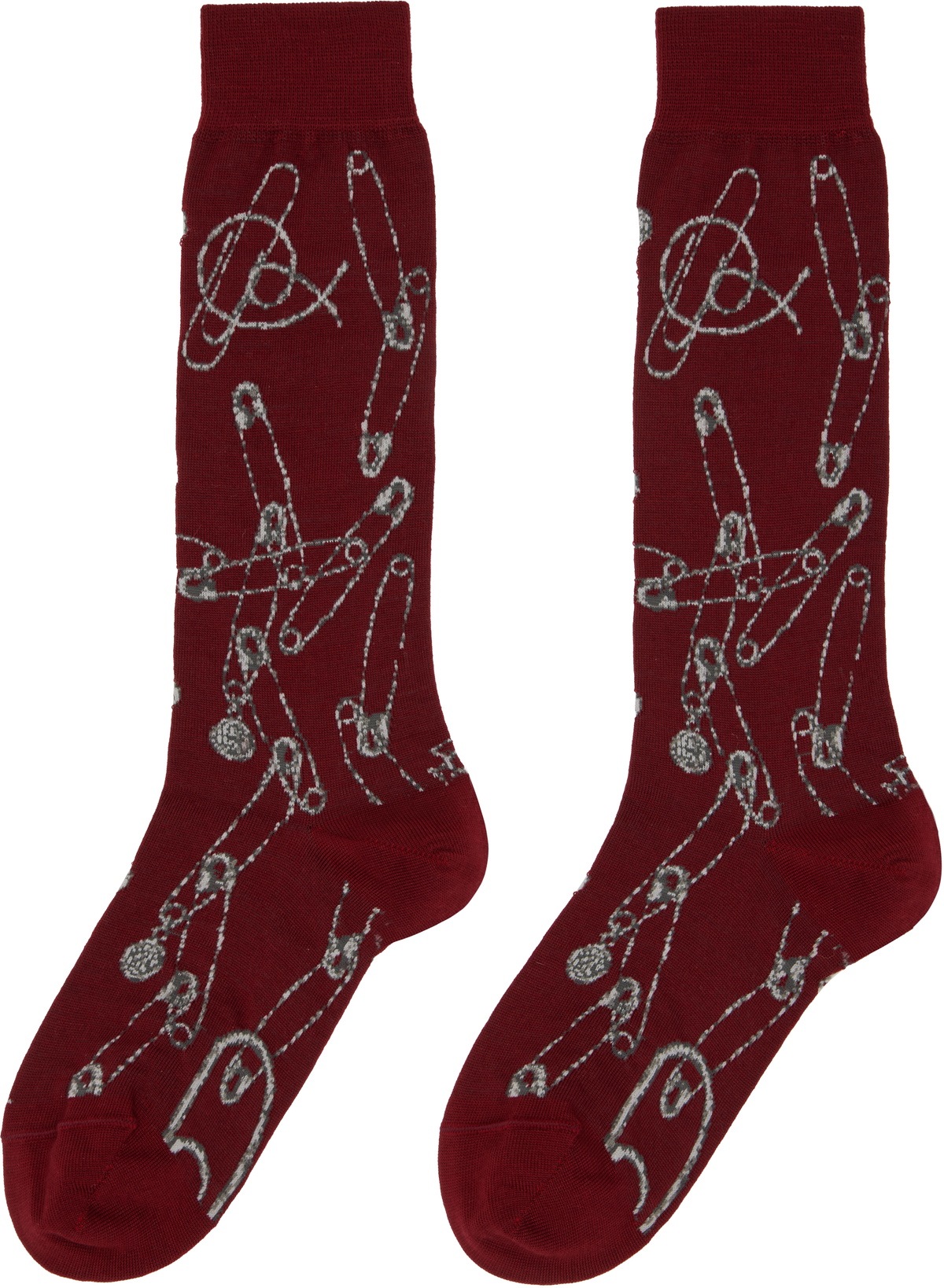 Vivienne Westwood Burgundy Safety Pin Socks Vivienne Westwood