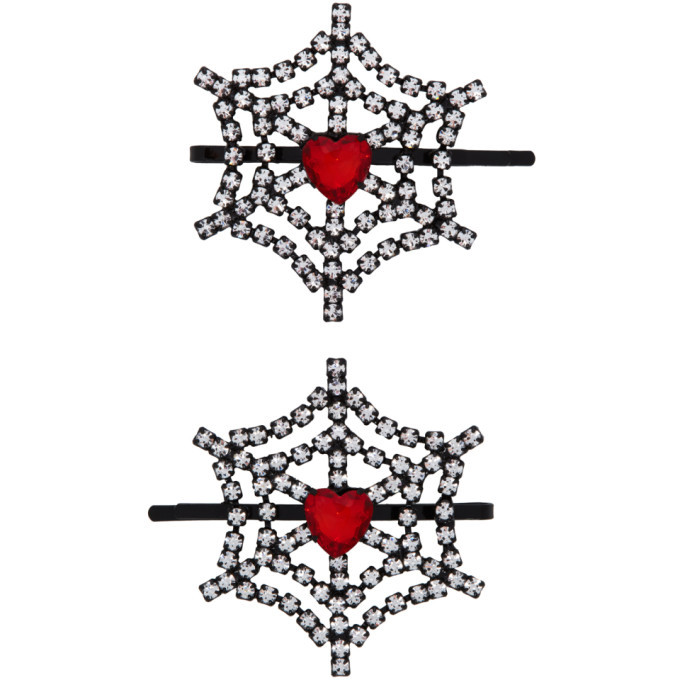 Ashley Williams Red Cobweb and Heart Hair Clips Ashley Williams