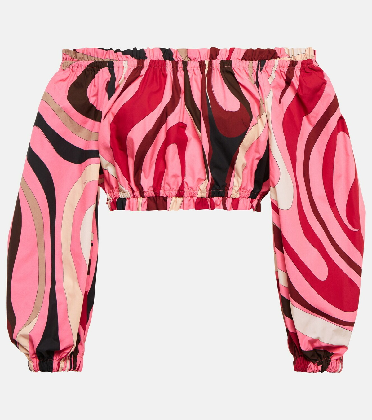 Pucci - Printed off-shoulder cotton shirt Emilio Pucci