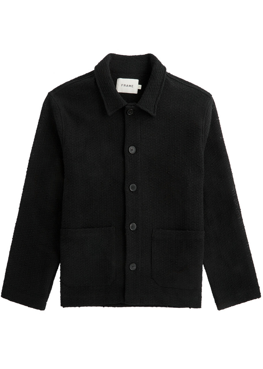 Frame Open-knit Cotton-blend Jacket Black Frame Denim