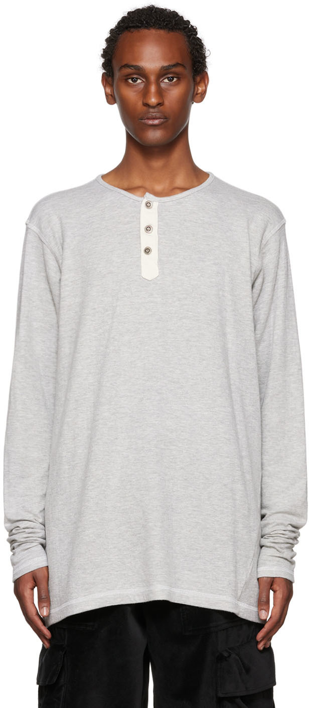 Greg Lauren Gray Long Sleeve Henley Greg Lauren