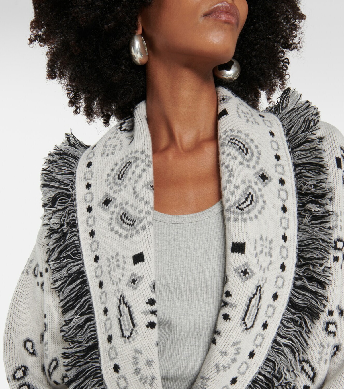 Alanui Bandana jacquard wool and cashmere cardigan Alanui