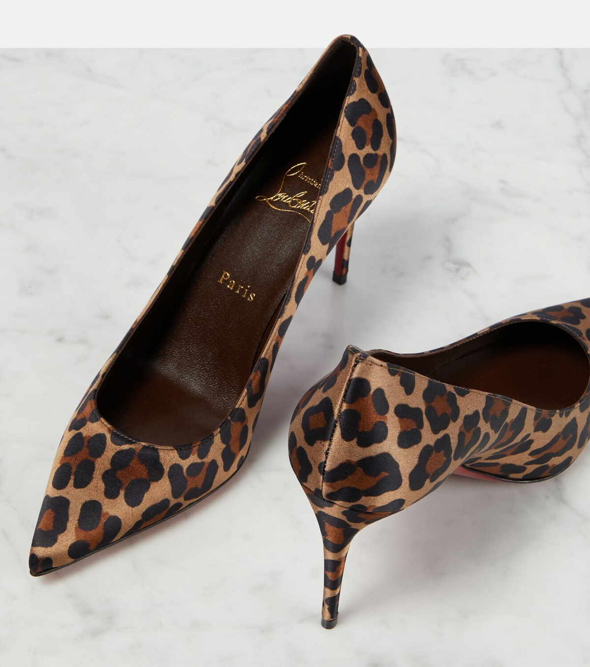 Christian Louboutin Kate 85 leopard-print satin pumps Christian Louboutin