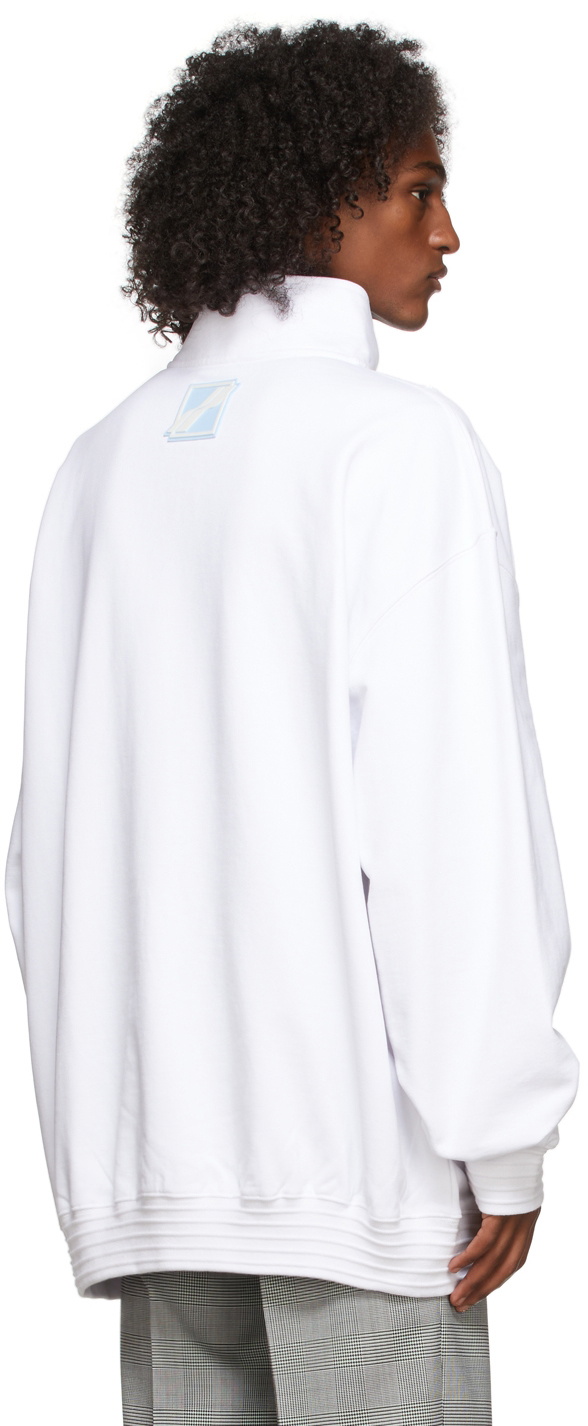 We11done White Half Zip Hoodie We11done