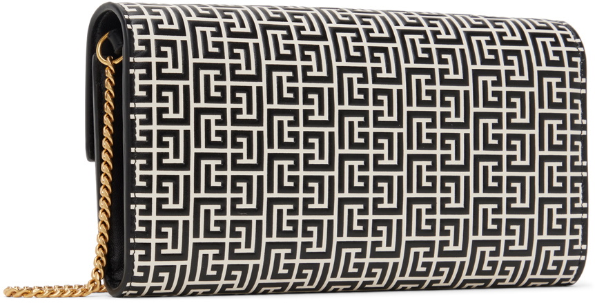 Balmain Black & Off-White B-Buzz Labyrinth Monogram Bag Balmain