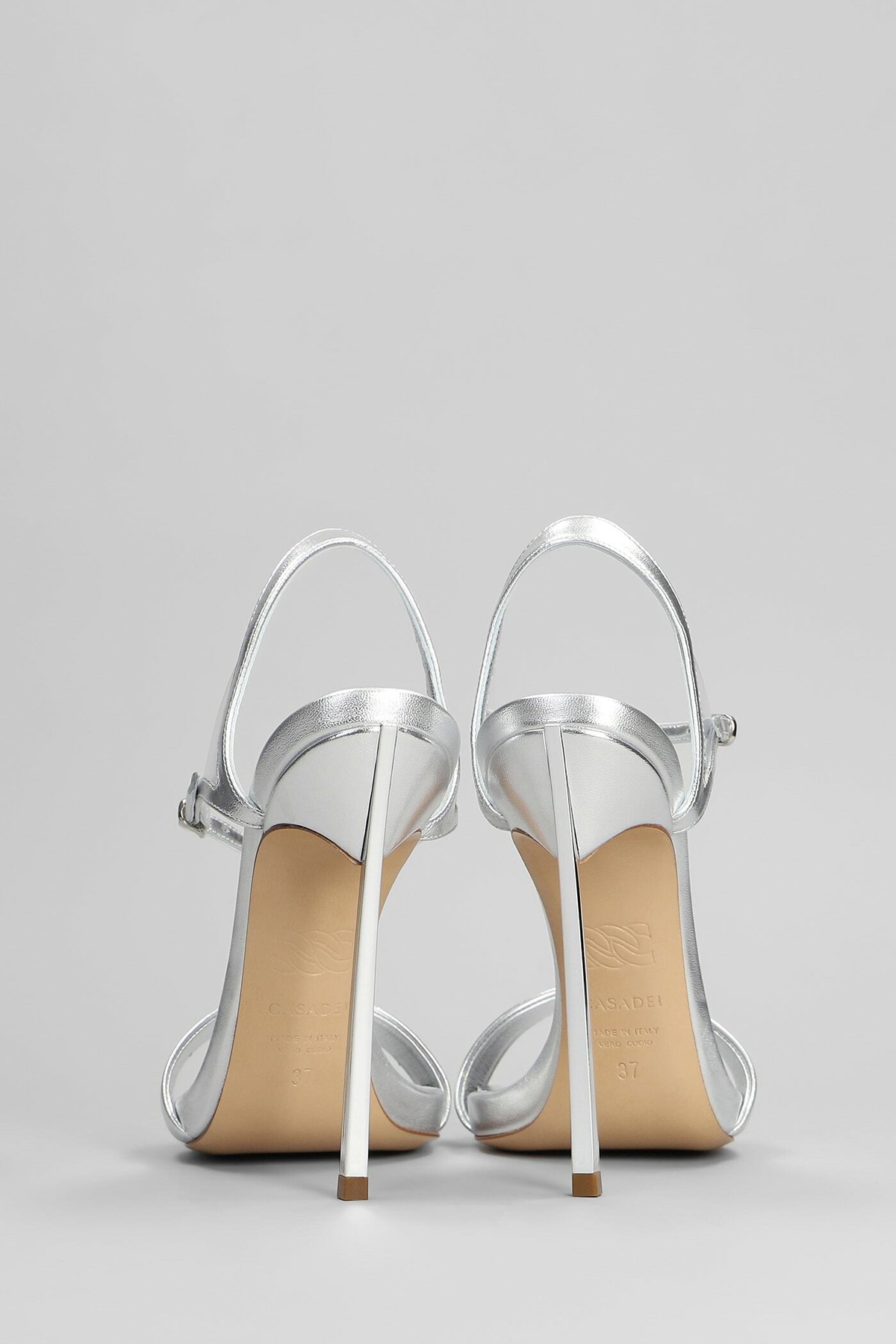Casadei Blade Sandals In Silver Leather Casadei
