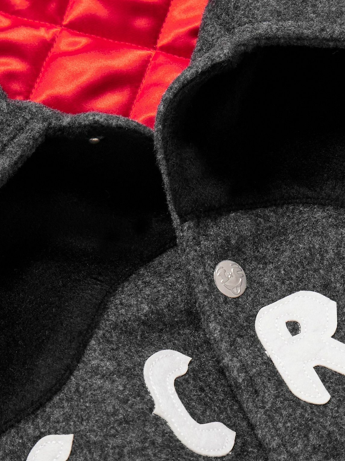 ICECREAM - Logo-Appliquéd Two-Tone Padded Felt Varsity Jacket - Black ...