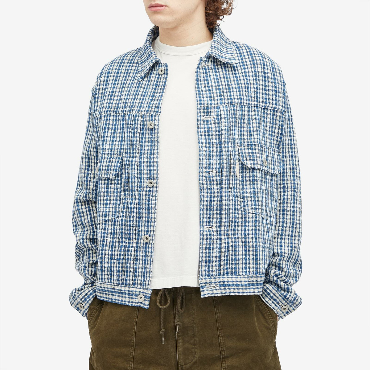 Story mfg. Men's Tuesday Jacket in Indigo Check Handloom Story Mfg.