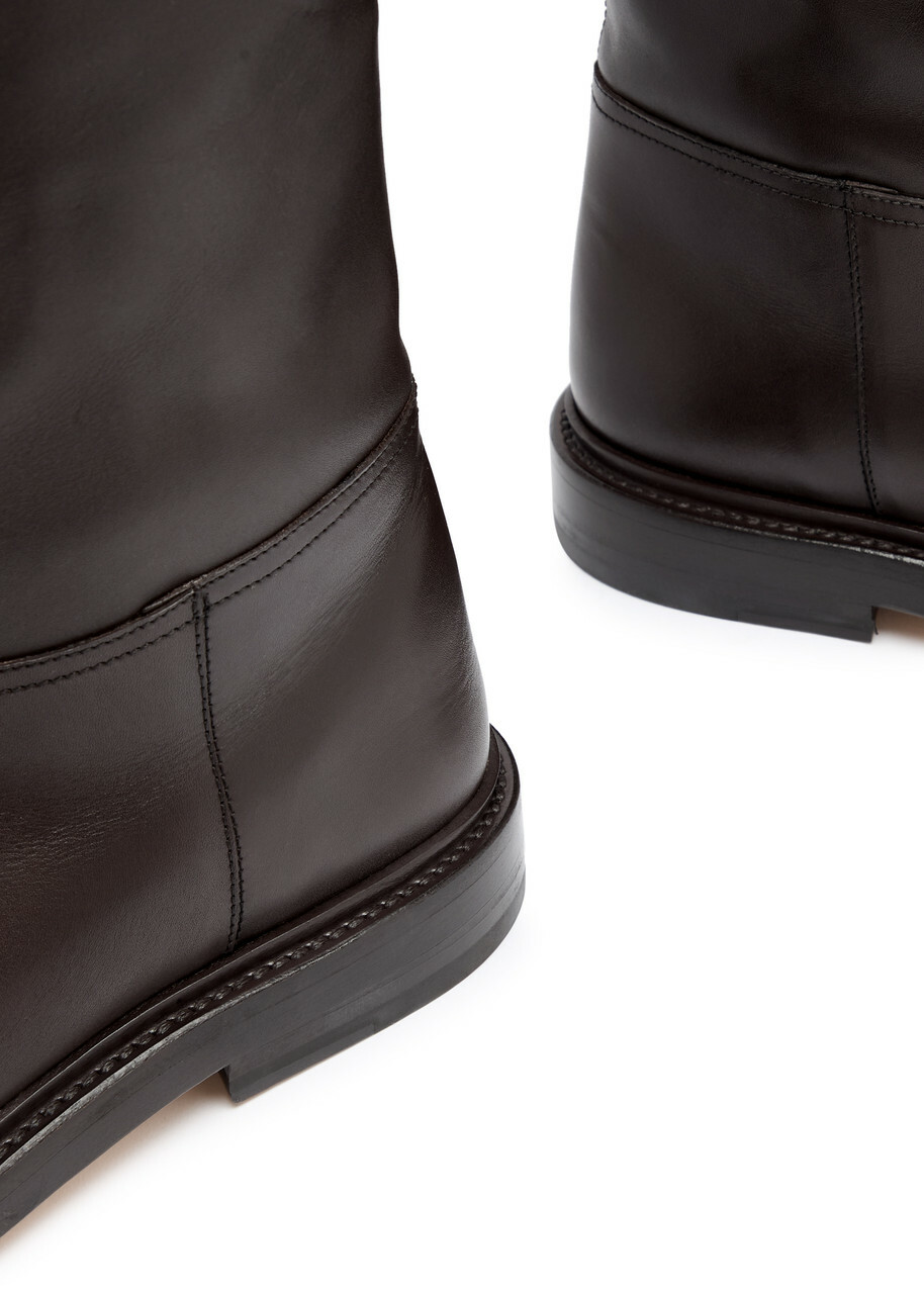 Legres Leather Knee-high Riding Boots Brown Legres