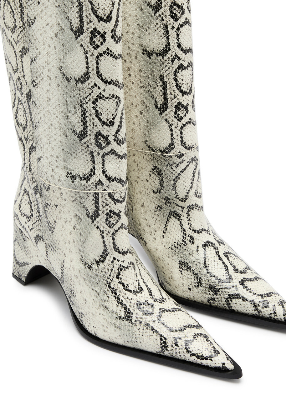 Coperni Bridge 85 Python-effect Leather Mid-calf Cowboy Boots White And ...