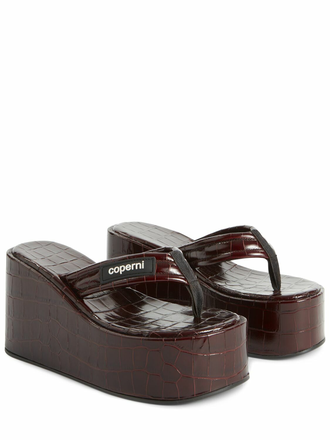 COPERNI - 100mm Croc Embossed Wedge Sandals Coperni