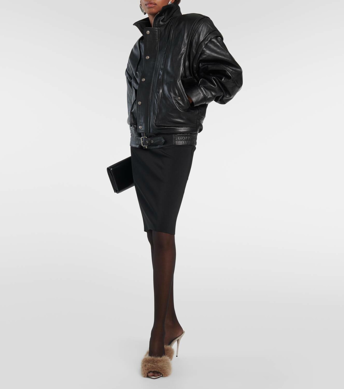 Saint Laurent La 16 animal-free fur and suede mules Saint Laurent