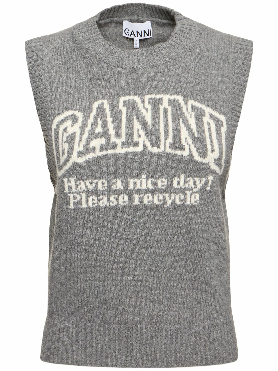 GANNI Logo Wool Blend Vest GANNI