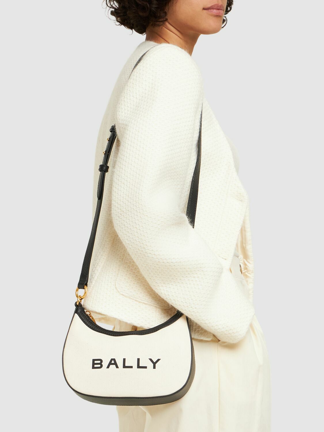 BALLY - Bar Ellipse Logo Canvas Shoulder Bag Bally